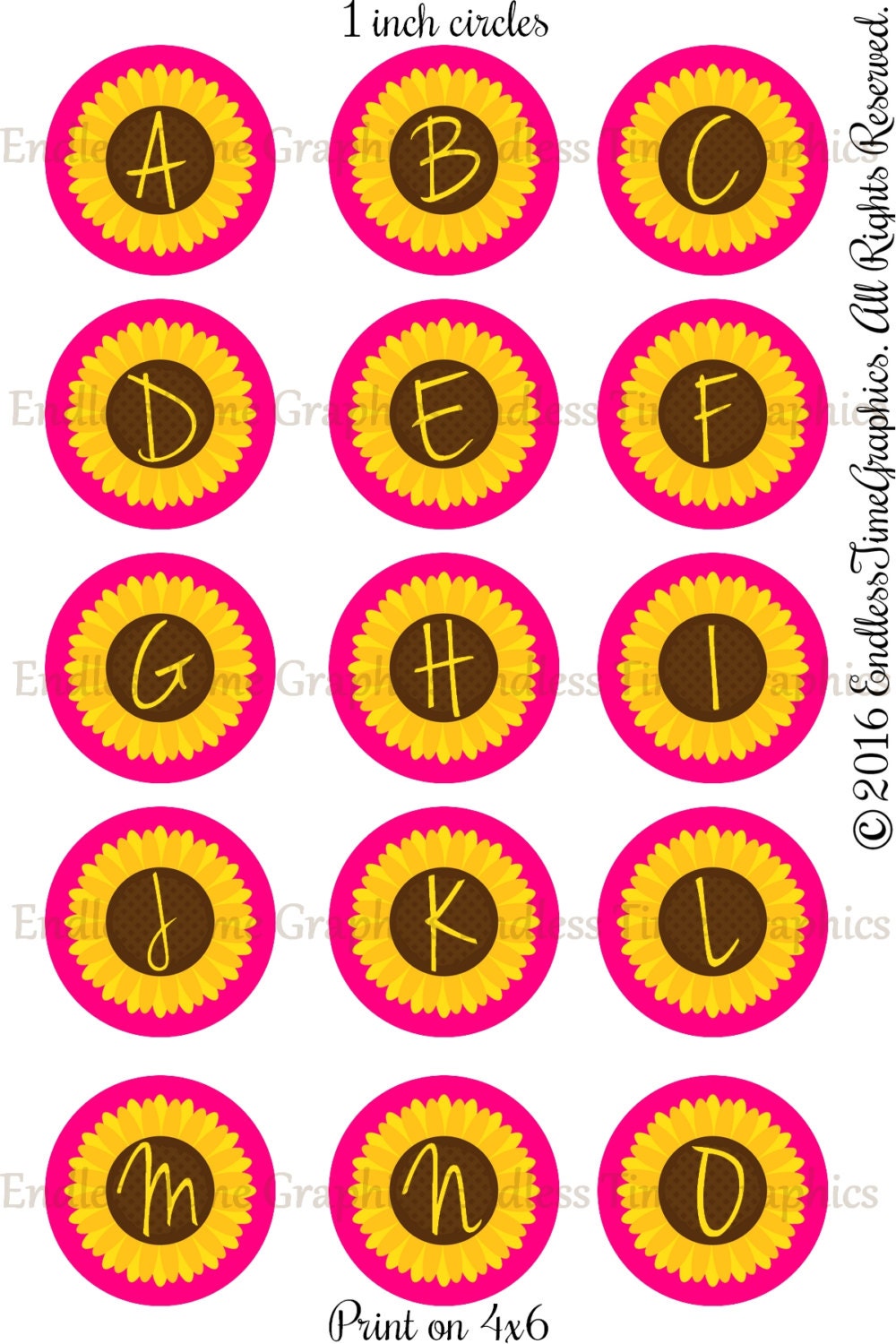 Sunflower Bottle Cap Images. Alphabet Bottle Cap Images. 1 - Etsy