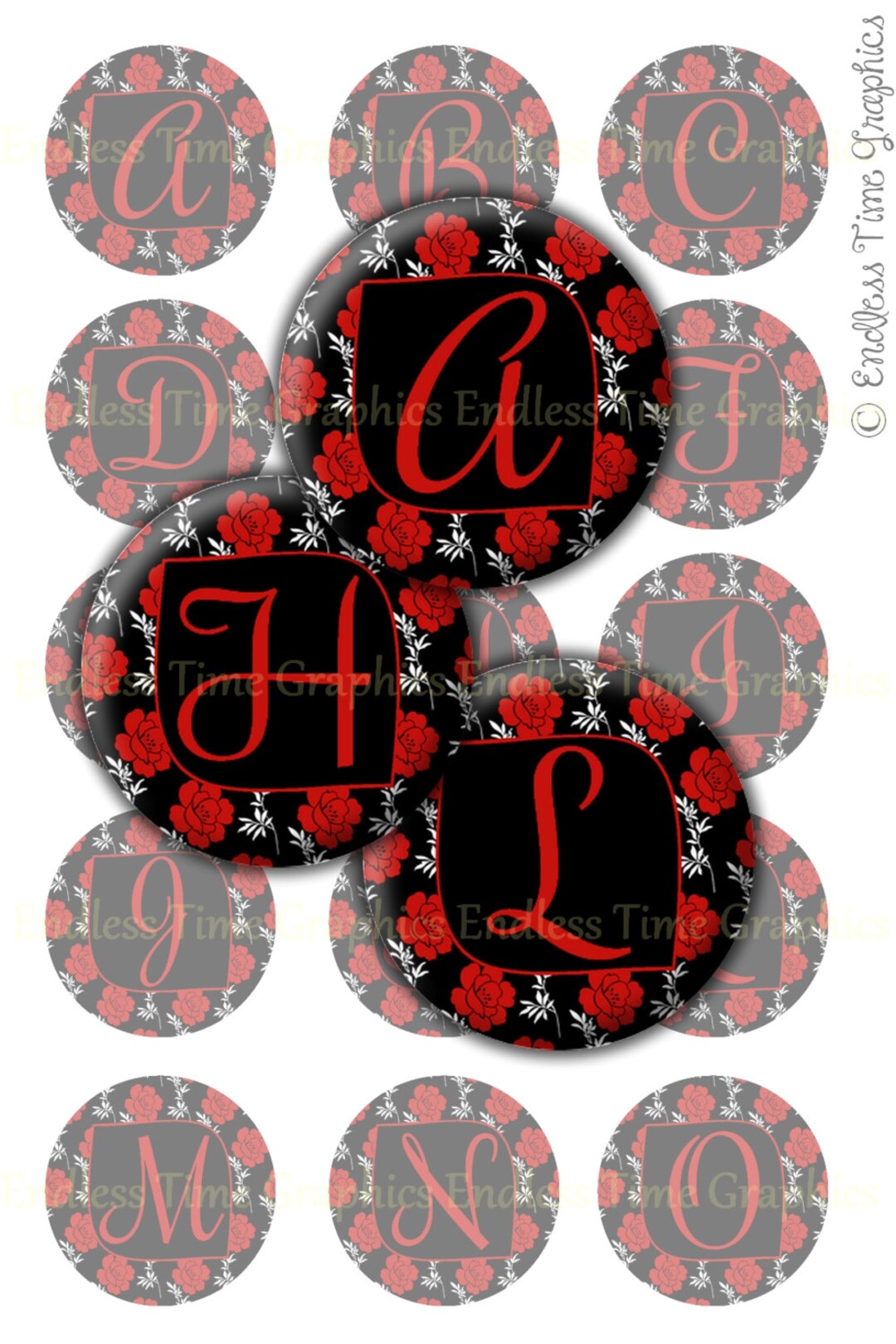 Alphabet Bottlecap Images. Digital Bottle Cap Image. Rose Digital ...