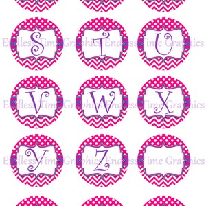 Alphabet Bottle Cap Images ~*DIGITAL*~ Hot Pink Chevron and Polka Dots ...