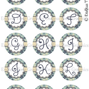 Alphabet Bottle Cap Images. Blue Floral Bottlcap Images. 4x6 Digital ...