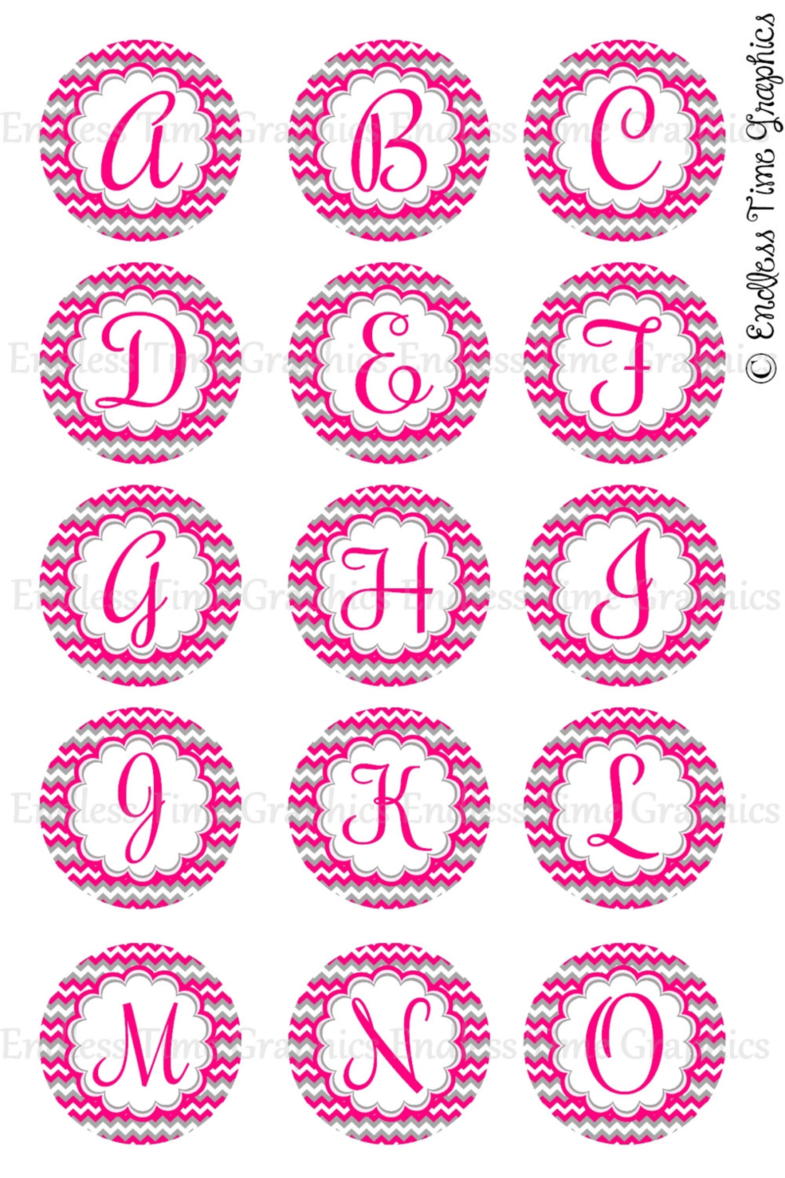 Alphabet Bottlecap Images. Digital Bottle Cap Images. Hot Pink - Etsy