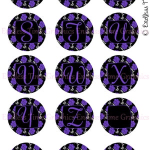 Alphabet Bottle Cap Images ~*DIGITAL*~ Full Alphabet on Purple Floral ...