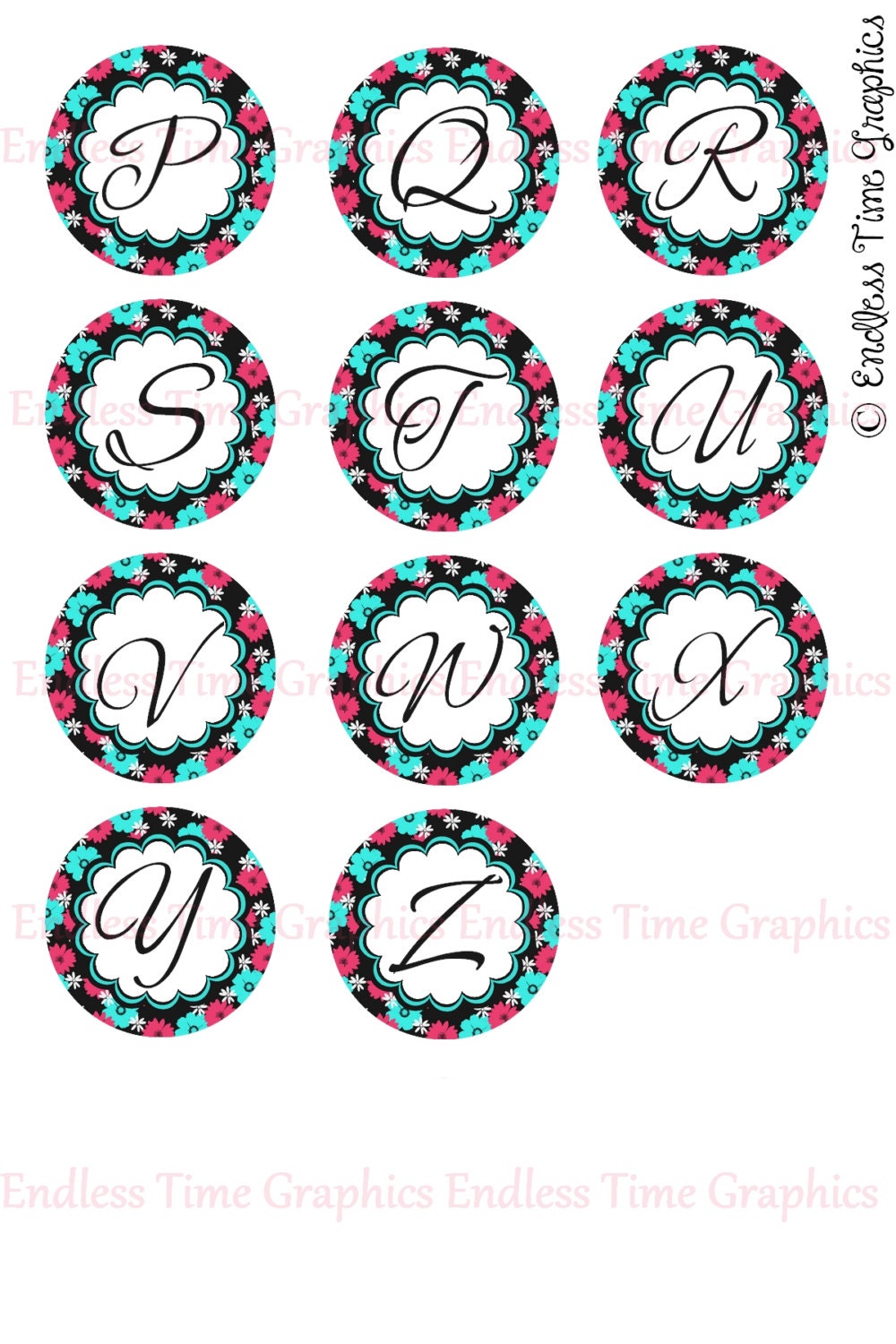 Alphabet Bottle Cap Images. 1 Inch Digital Cupcake Topper. | Etsy