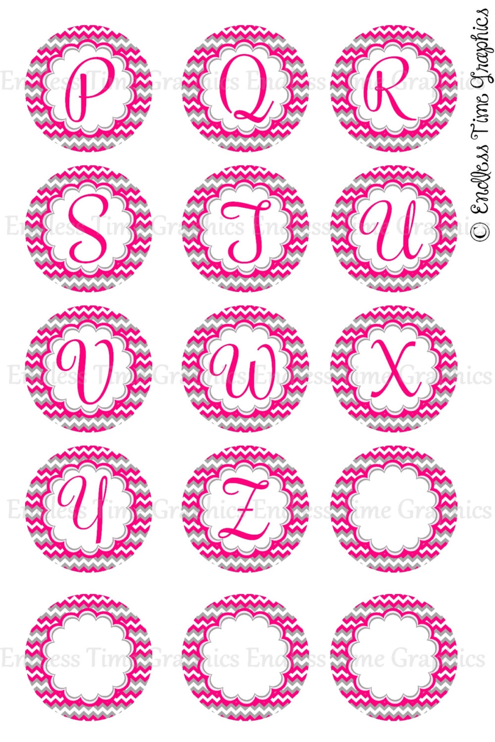 Alphabet Bottlecap Images. Digital Bottle Cap Images. Hot Pink - Etsy