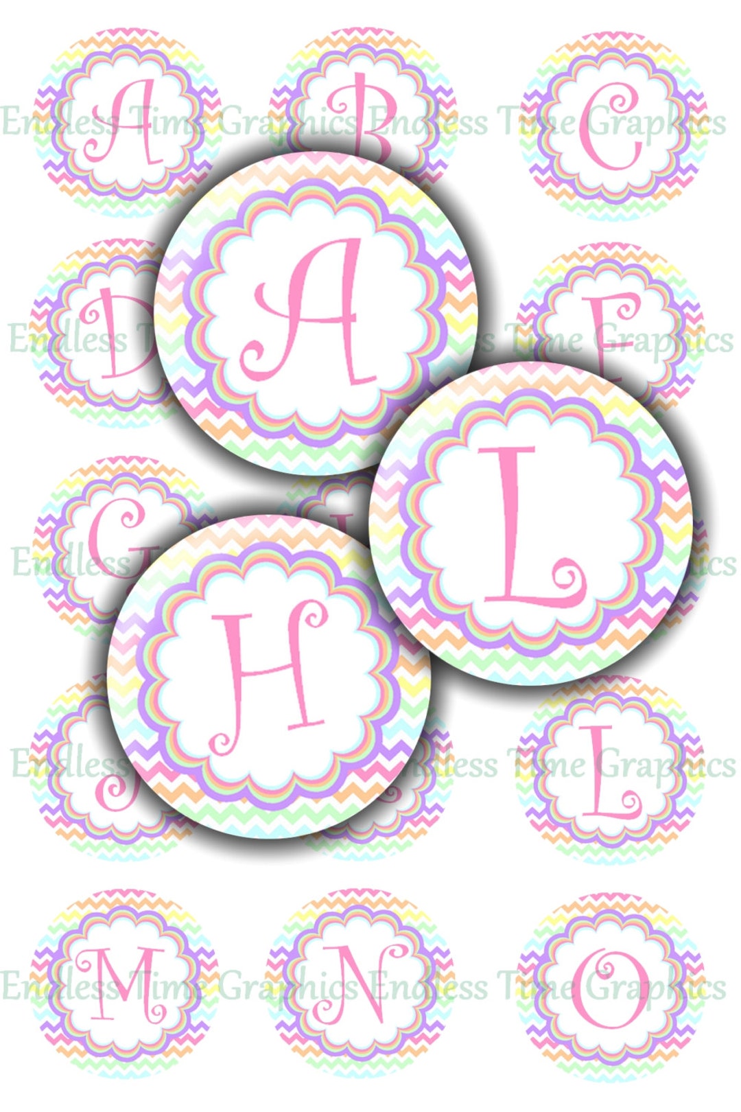 Pastel Bottlecap Images. Alphabet Bottle Cap. 1 Inch Digital Circle ...