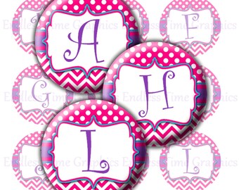 Digital Alphabet Pink Circles 1 Inch - Etsy
