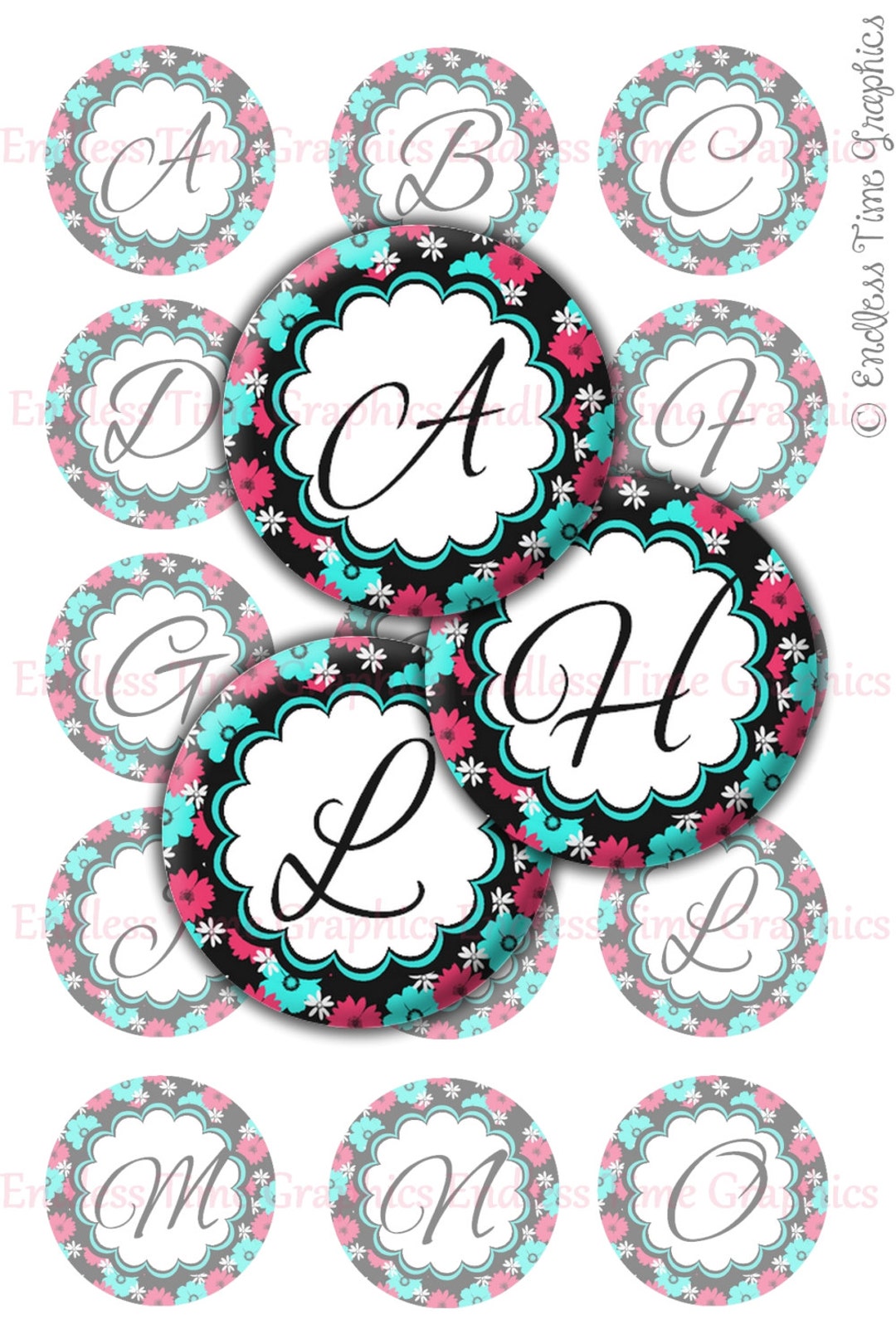 Alphabet Bottle Cap Images. 1 Inch Digital Cupcake Topper. Initial ...