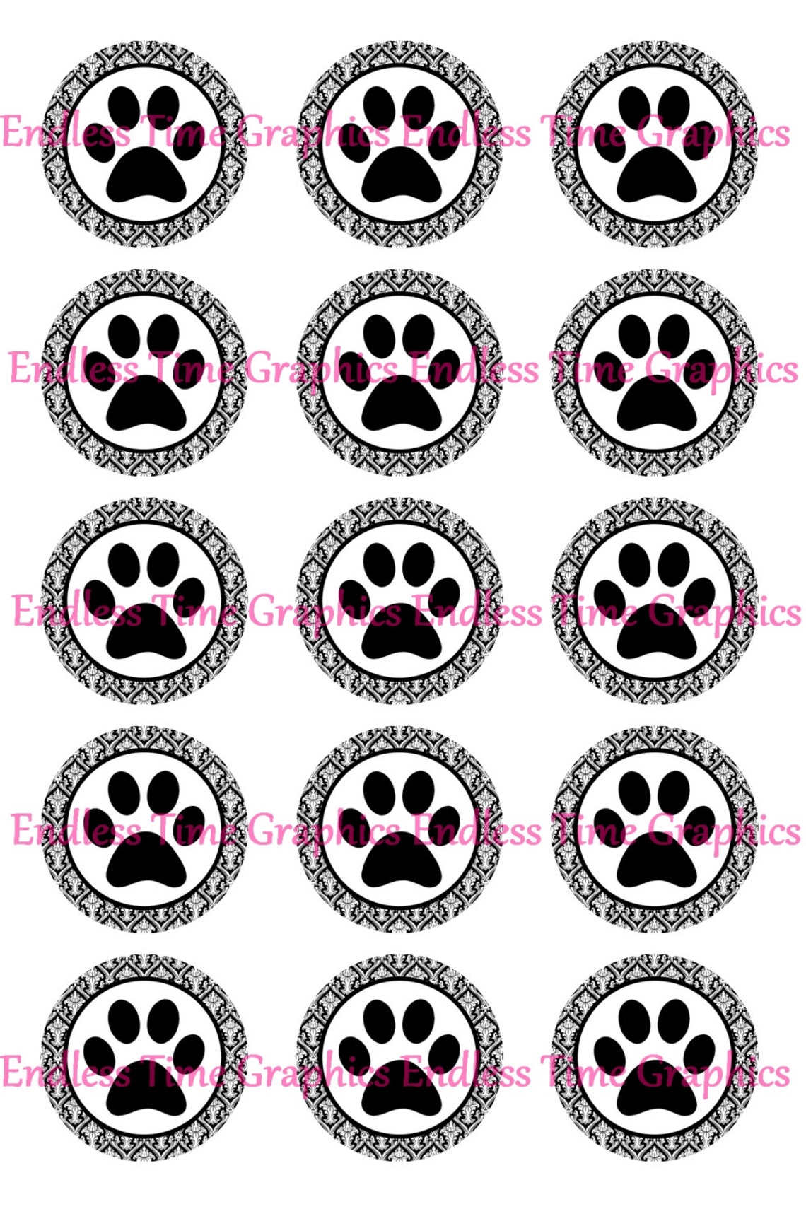 Paw Print Bottle Cap Images, 1 Inch Circles (digital Collage Sheet) - Etsy