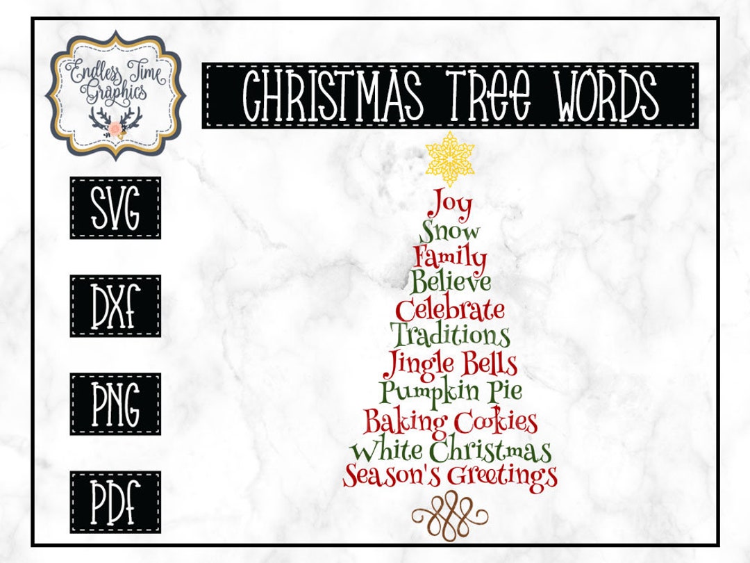 Christmas Tree Word Art SVG, Holiday Clipart (digital Download) - Etsy