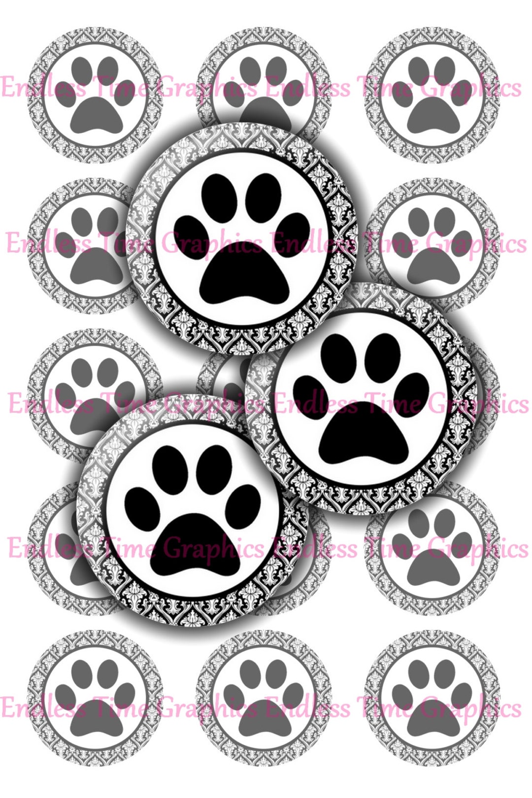 Paw Print Bottle Cap Images, 1 Inch Circles (digital Collage Sheet) - Etsy