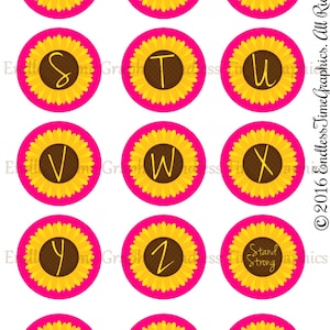 Sunflower Bottle Cap Images. Alphabet Bottle Cap Images. 1 Inch Digital ...