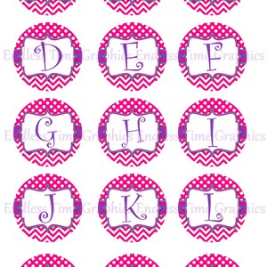Alphabet Bottle Cap Images ~*DIGITAL*~ Hot Pink Chevron and Polka Dots ...