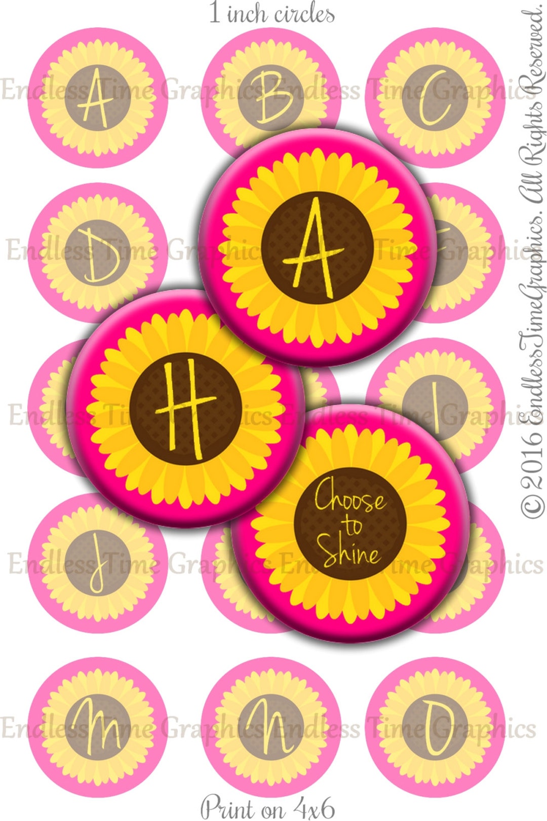 Sunflower Bottle Cap Images. Alphabet Bottle Cap Images. 1 Inch Digital ...