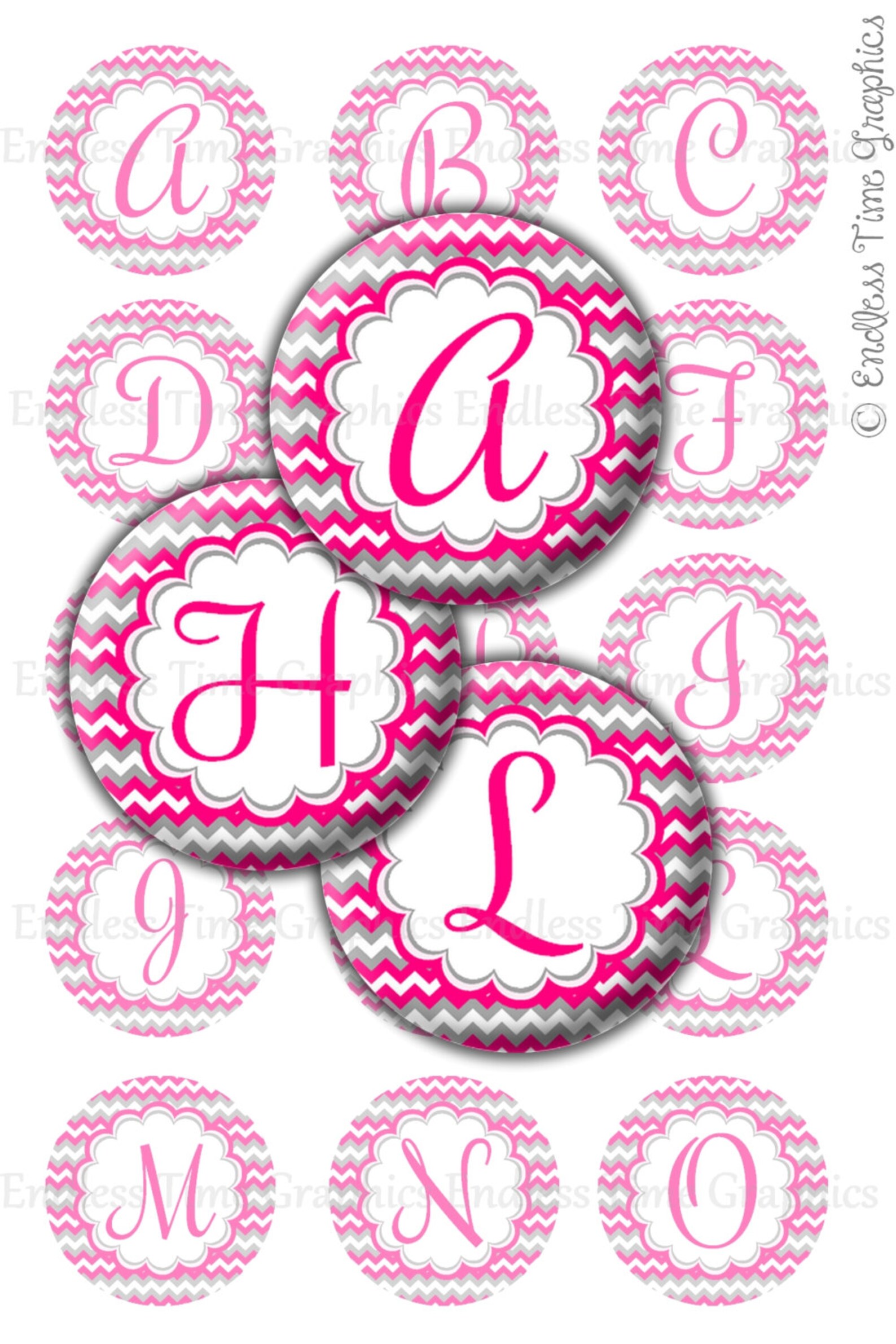 Alphabet Bottlecap Images. Digital Bottle Cap Images. Hot Pink | Etsy