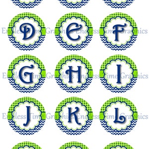 Alphabet Bottle Cap Images ~*DIGITAL*~ Blue and Green Polka Dot Chevron ...
