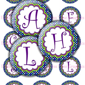 Alphabet Bottle Cap Images DIGITAL Colorful Polka Dots | Etsy