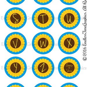Sunflower Bottle Cap Images. Alphabet Bottle Cap Images. 1 Inch Digital ...
