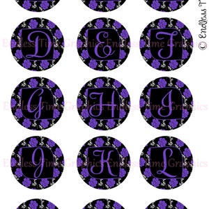 Alphabet Bottle Cap Images ~*DIGITAL*~ Full Alphabet on Purple Floral ...