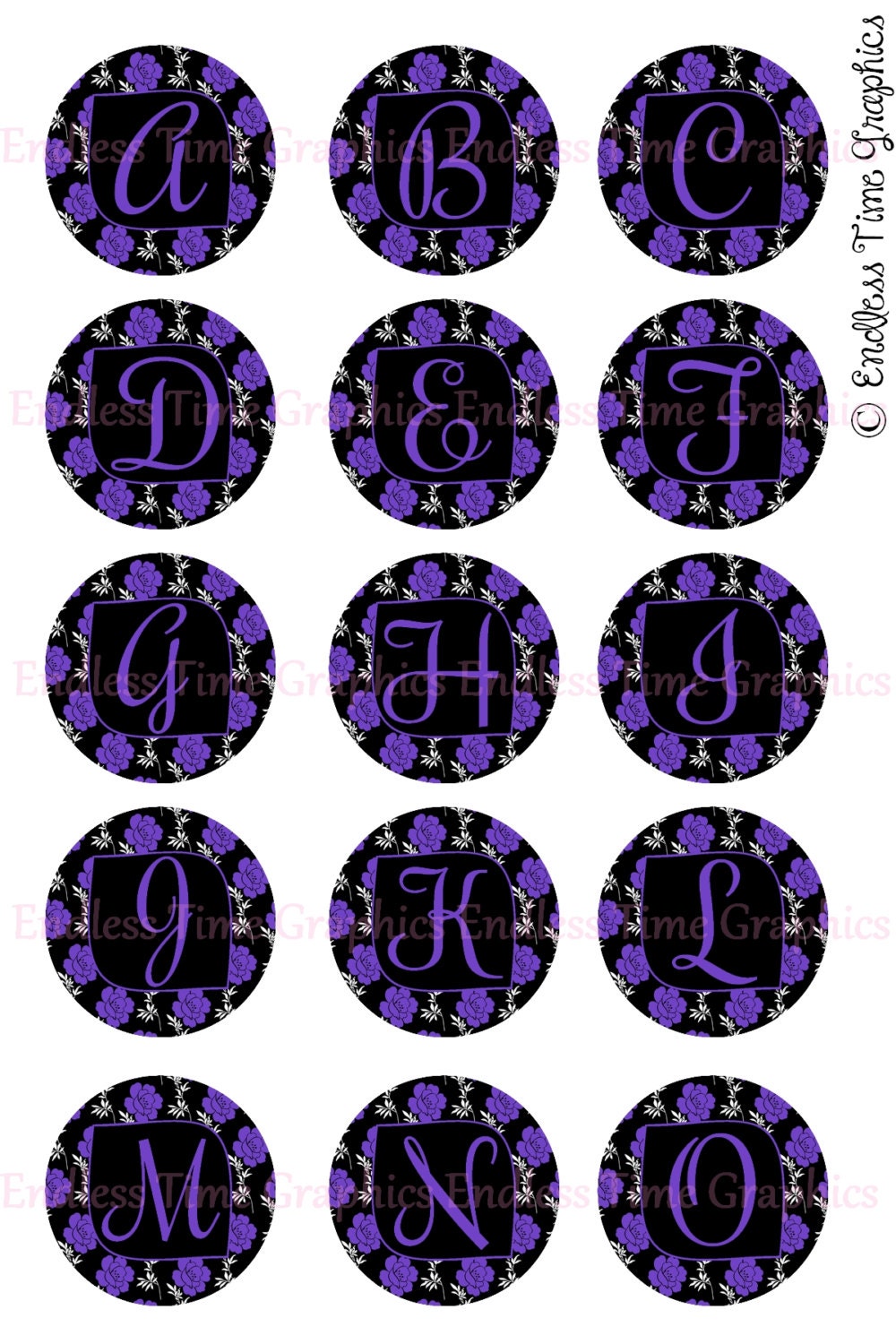 Alphabet Bottle Cap Images DIGITAL Full Alphabet on Purple - Etsy