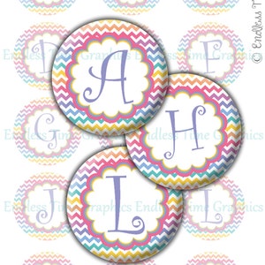 Alphabet Bottle Cap Images ~*DIGITAL*~ Full Alphabet- Rainbow Chevron ...