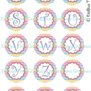 Alphabet Bottle Cap Images ~*DIGITAL*~ Full Alphabet- Rainbow Chevron ...