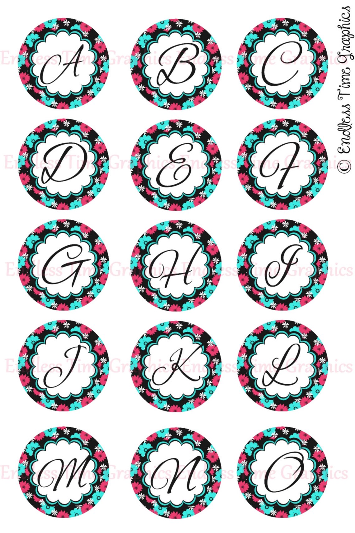 Alphabet Bottle Cap Images. 1 Inch Digital Cupcake Topper. Initial ...