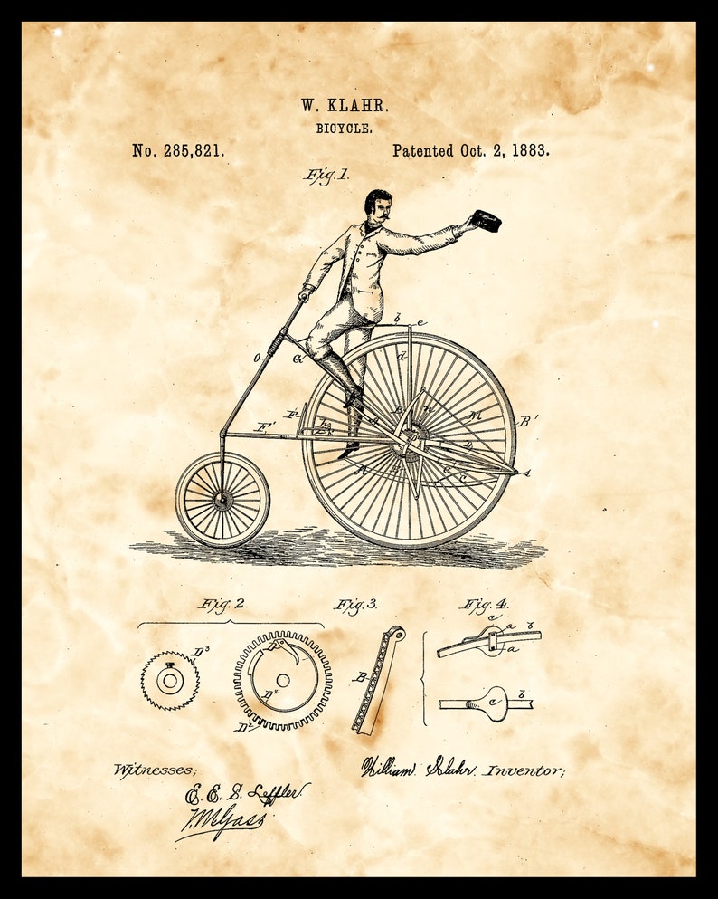 Bicycle 1883 Patent Printable, Bicycle Wall Art, Vintage Bike Decor ...