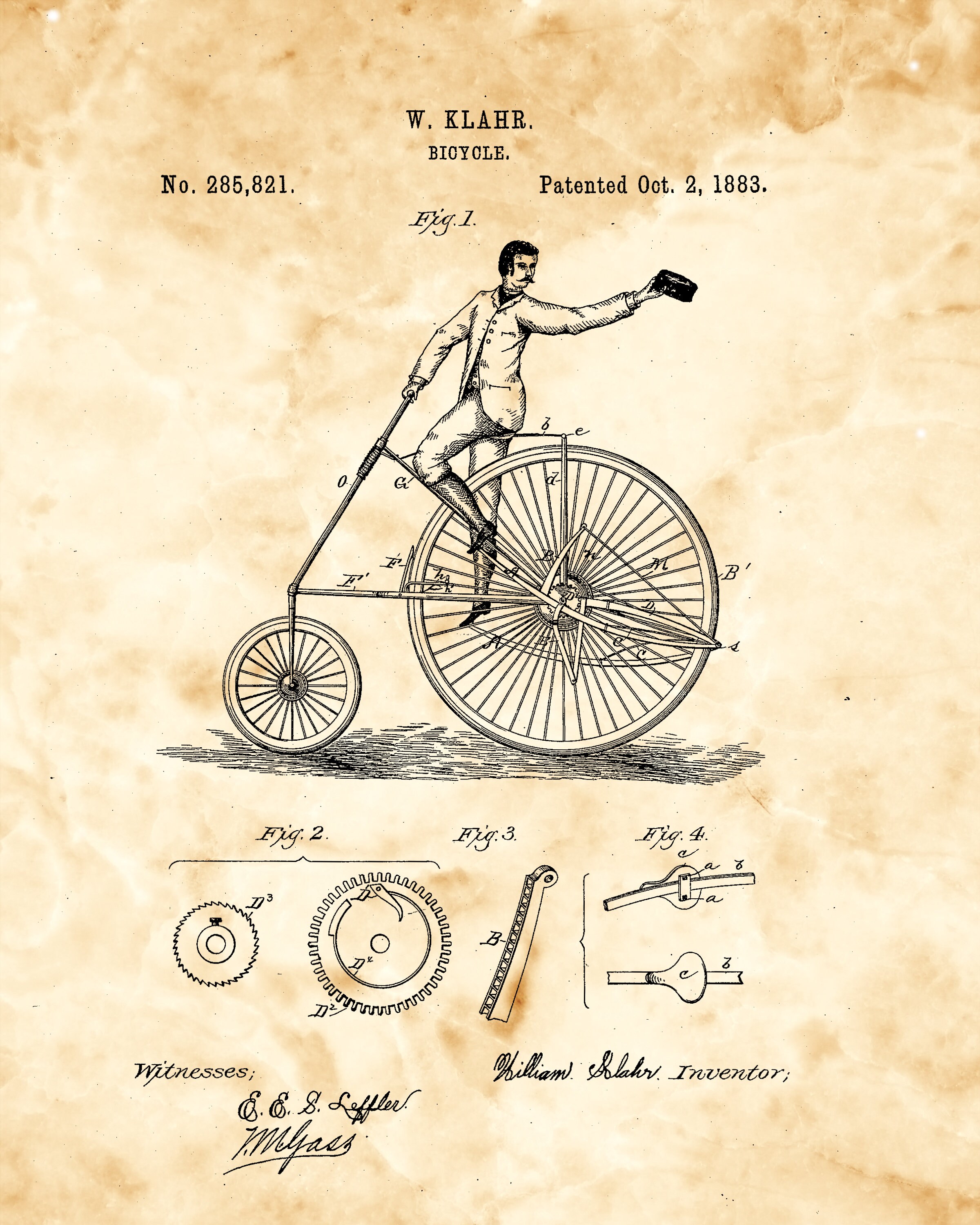 Bicycle 1883 Patent Printable, Bicycle Wall Art, Vintage Bike Decor ...