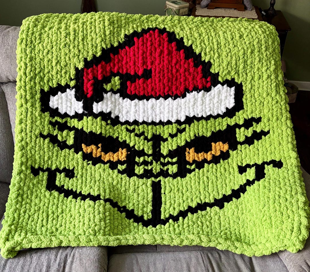 Christmas Grinch Handcrafted Graph Blanket—ready TO SHIP - Etsy