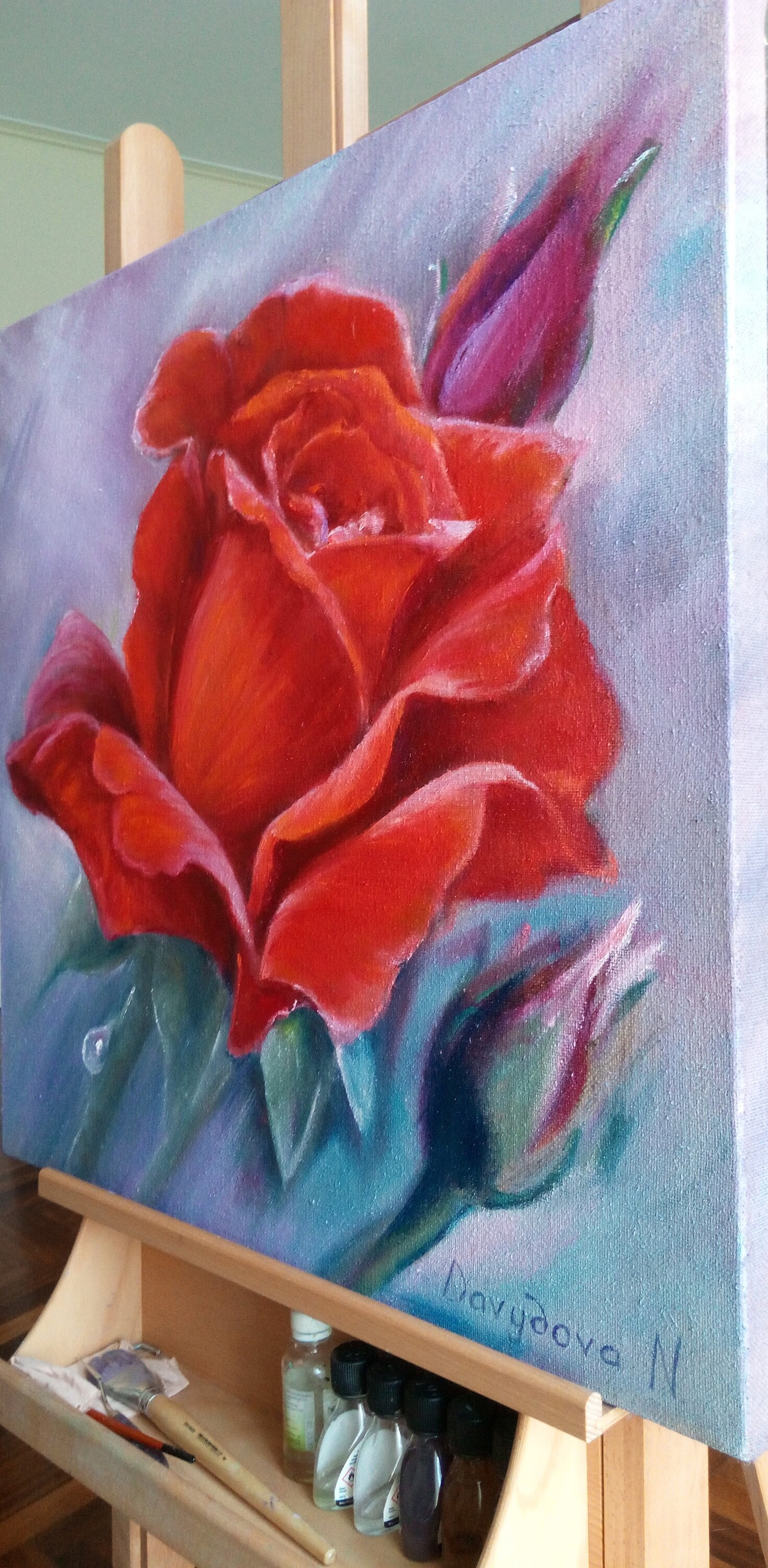 Red Rose Painting on Canvas Floral Modern Art Enlarged Flower Wall Home ...