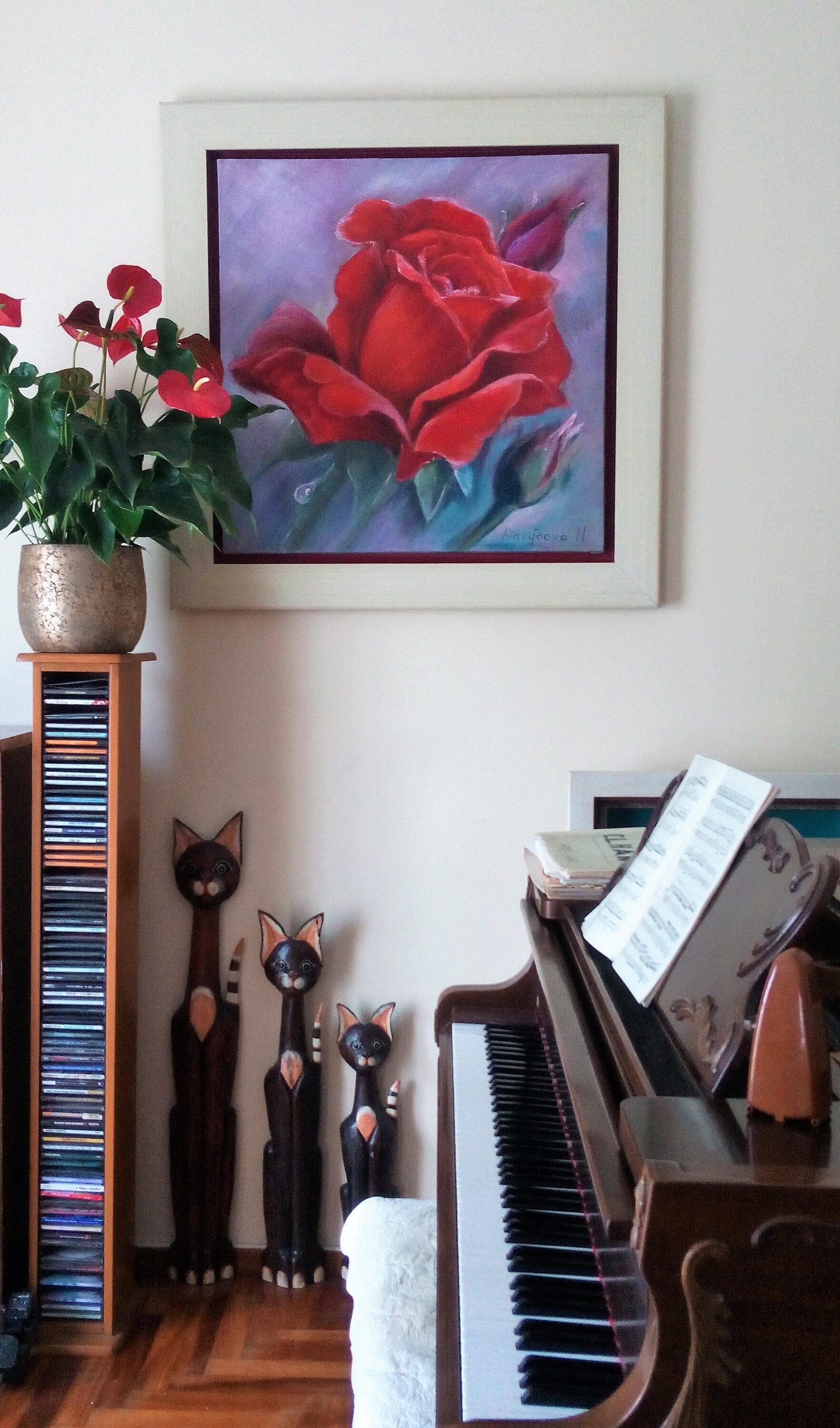 Red Rose Painting on Canvas Floral Modern Art Enlarged Flower Wall Home ...