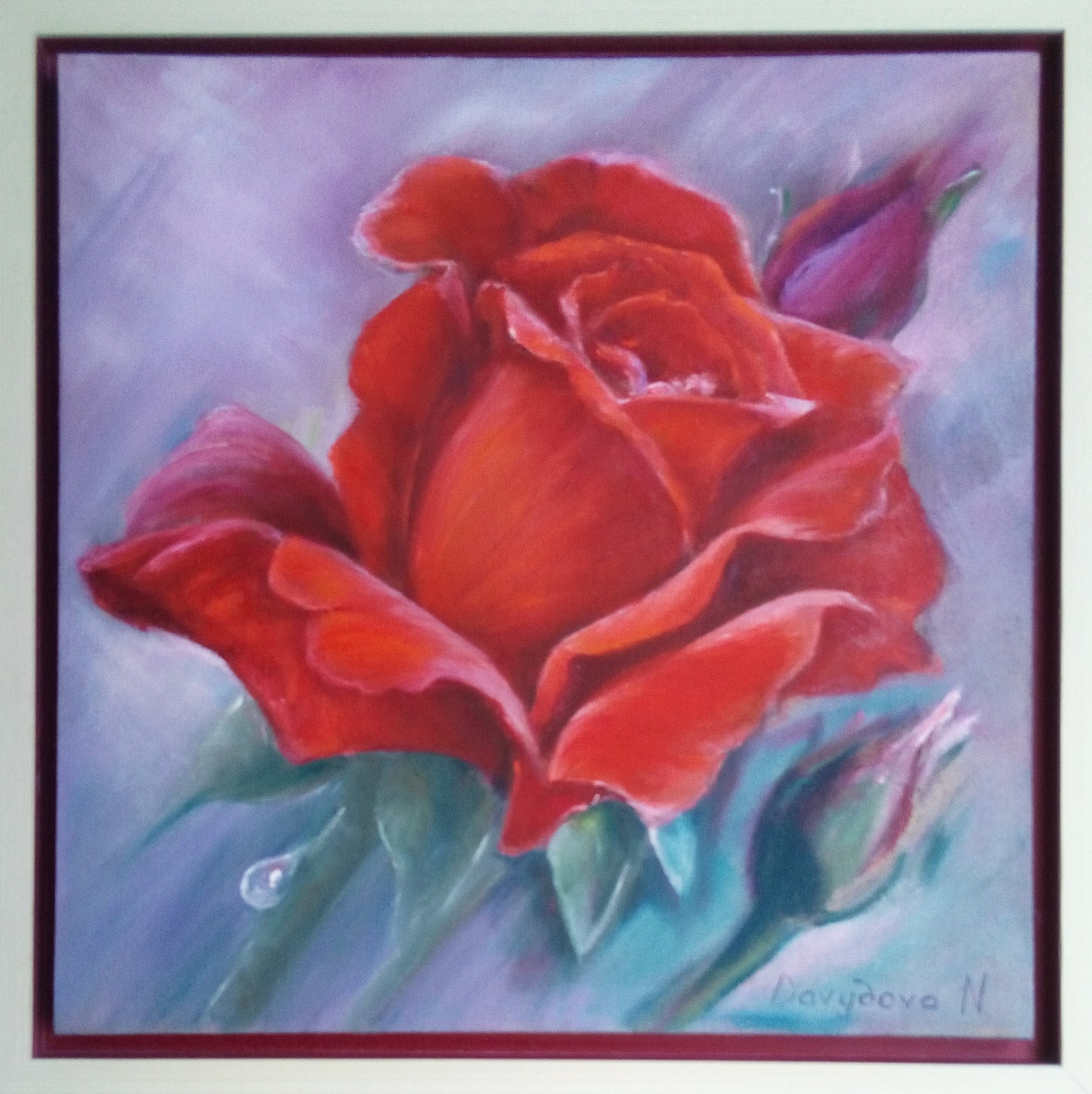 Red Rose Painting on Canvas Floral Modern Art Enlarged Flower Wall Home ...