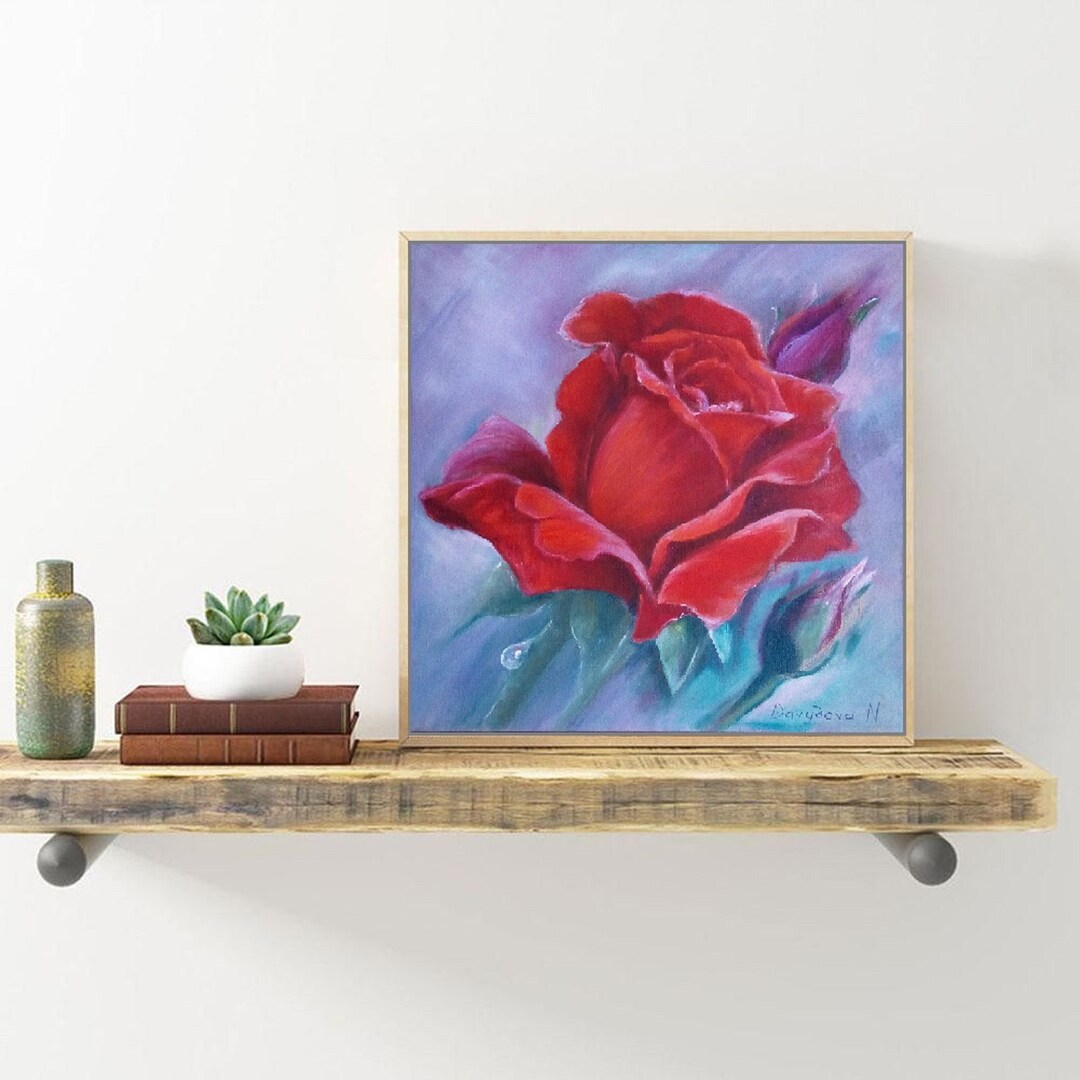 Red Rose Painting on Canvas Floral Modern Art Enlarged Flower Wall Home ...