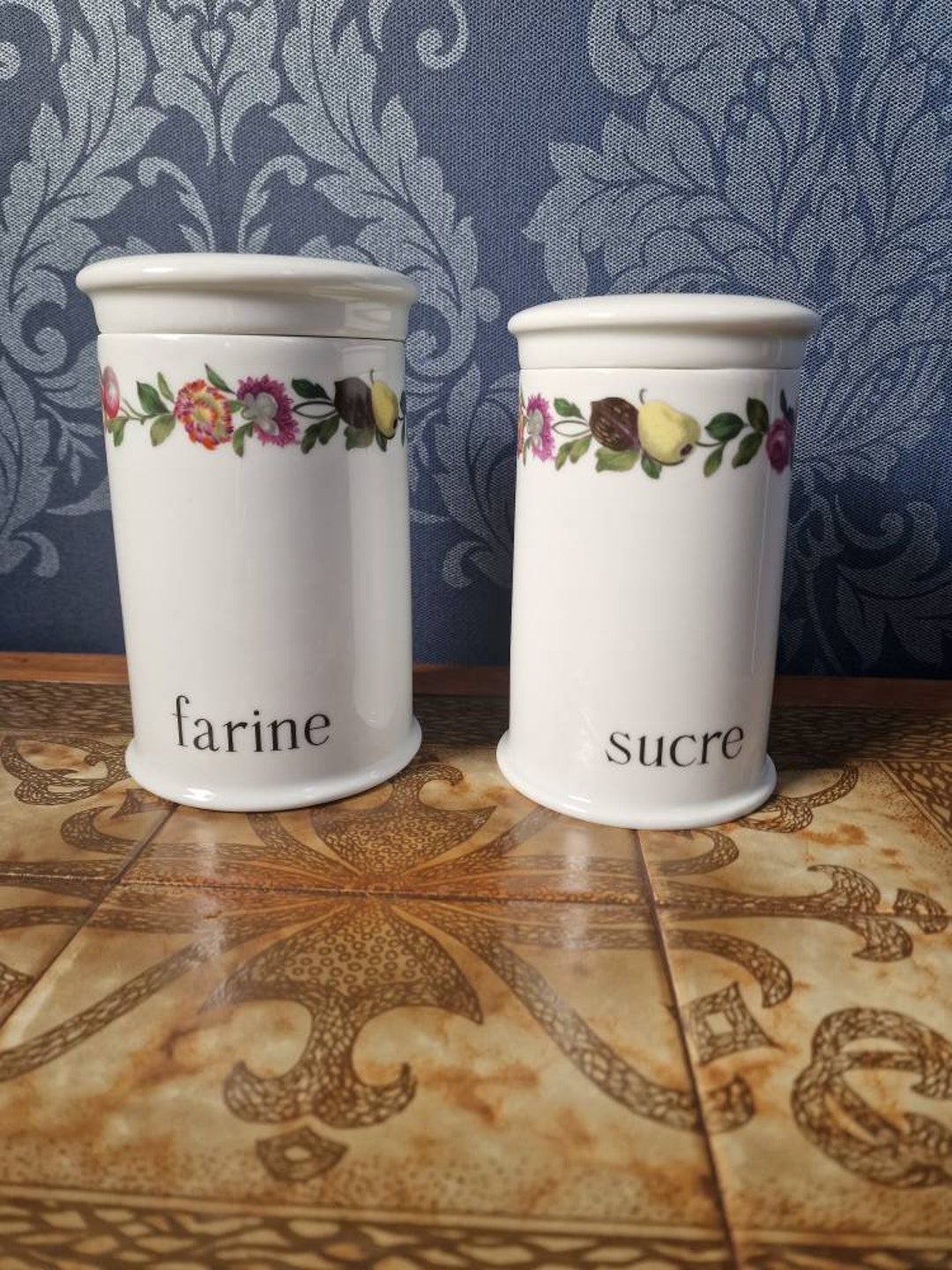Vintage Ceramic Flour and Sugar Canisters by Porcelaine De Paris in the ...