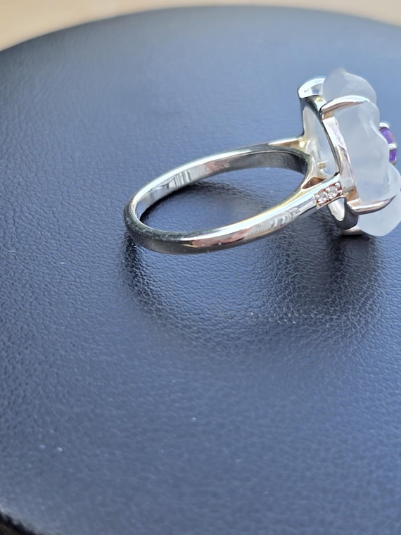 Silver TGGC 925 ring with optic quartz, amethyst and … - Gem
