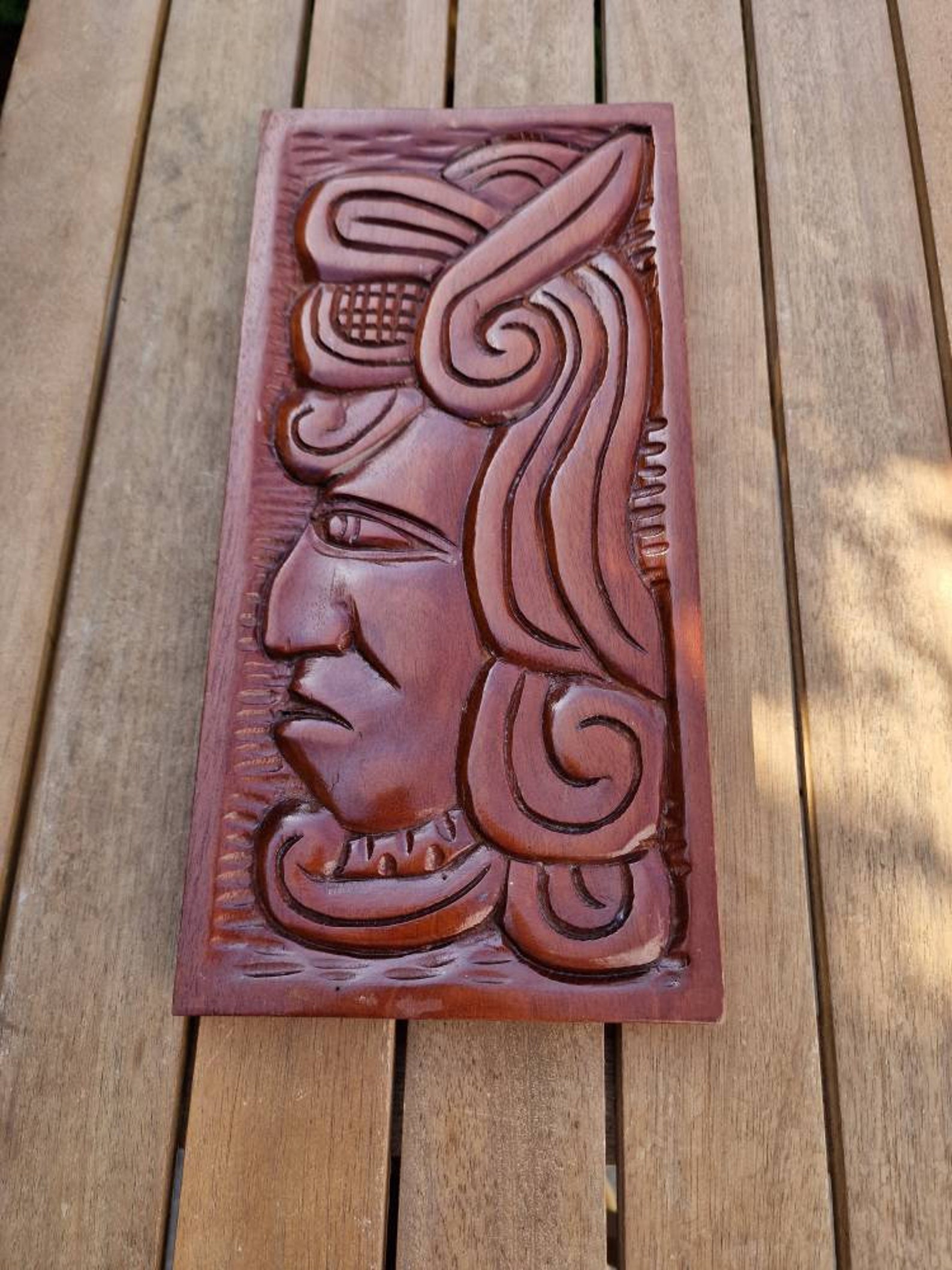 Vintage Heavy Hand Carved Plaque of an Indigenous Person. - Etsy