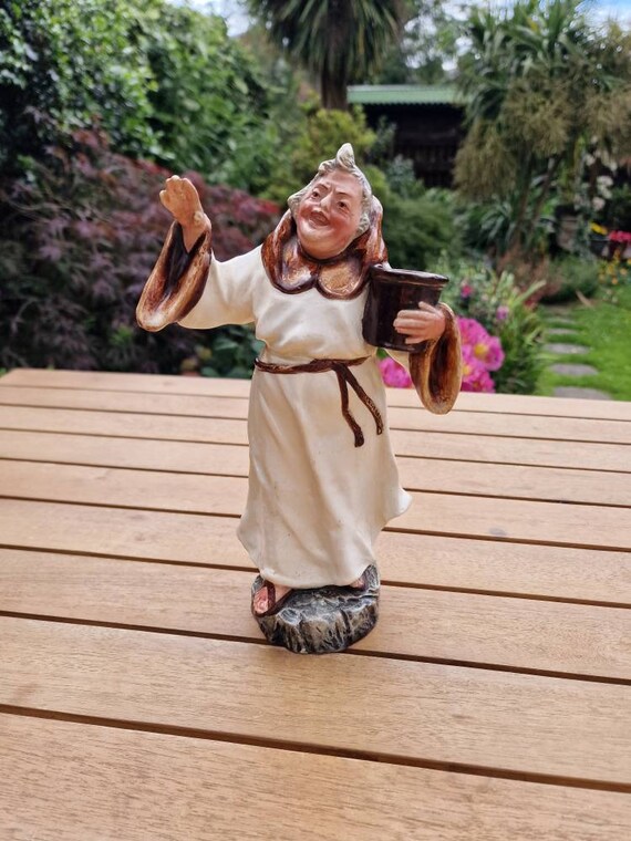 Vintage Monk Statue Holding a Bucket and Looking Joyful. - Etsy