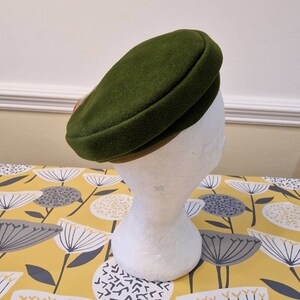 Vintage Pea Green Pillow Box Hat With Feather Design. Brand is Styled ...