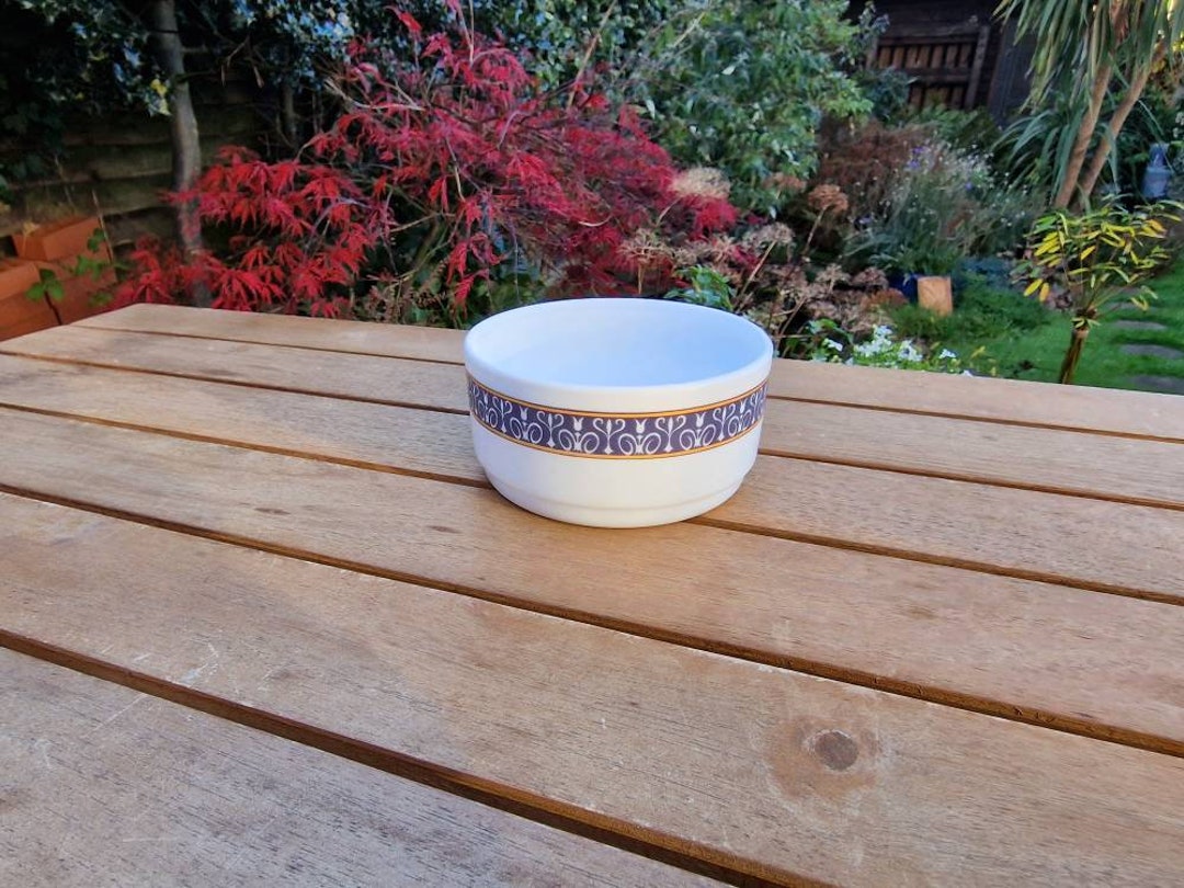 Small Vintage Arcopal Bowl With Blue and White Design France 1980's - Etsy