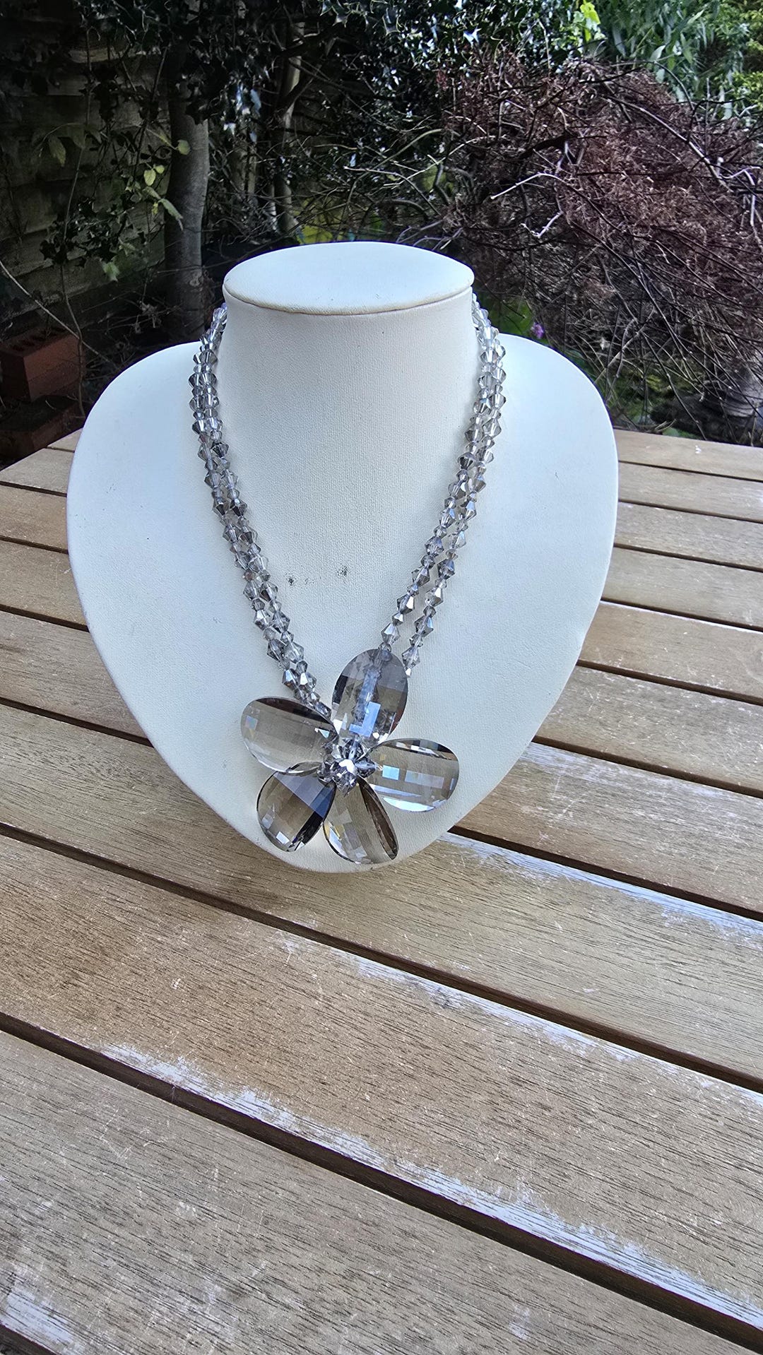 Butler and Wilson Necklace: Large Crystal Flower With Smokey Quartz ...