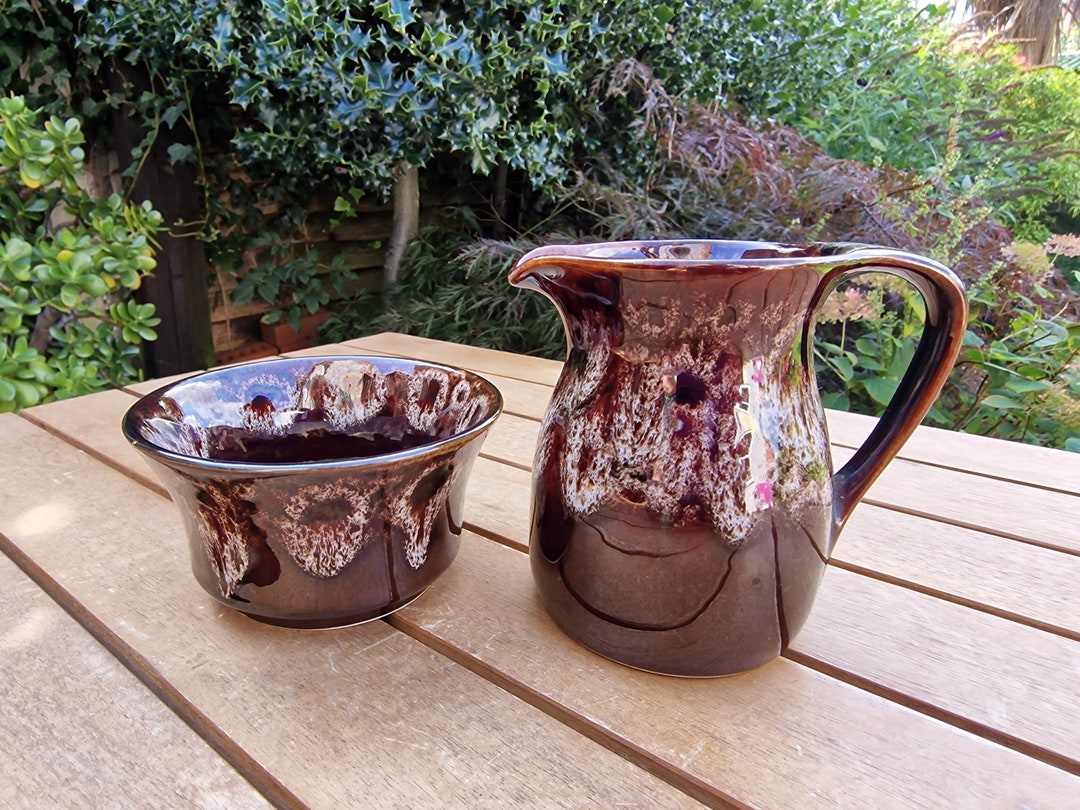 Vintage Mottled Drip Ware Jug and Bowl, Individually Available. - Etsy