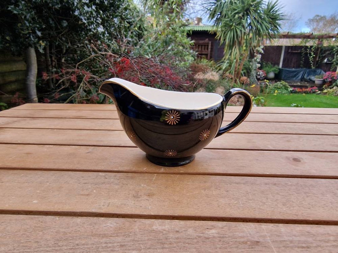Vintage Black Alfred Meakin 'midnight Star' Milk Jug With Gold Star ...