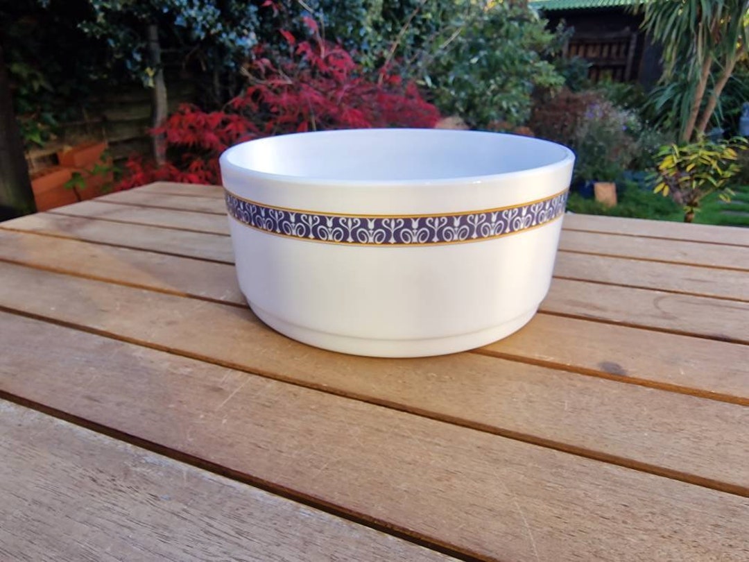 Large Vintage Arcopal Bowl With Blue and White Design France 1980's - Etsy