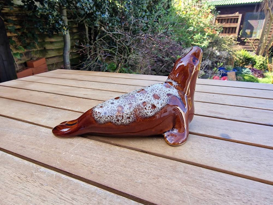 Vintage Ceramic Seal Figurine in Drip Glaze Design. by Fosters Pottery ...