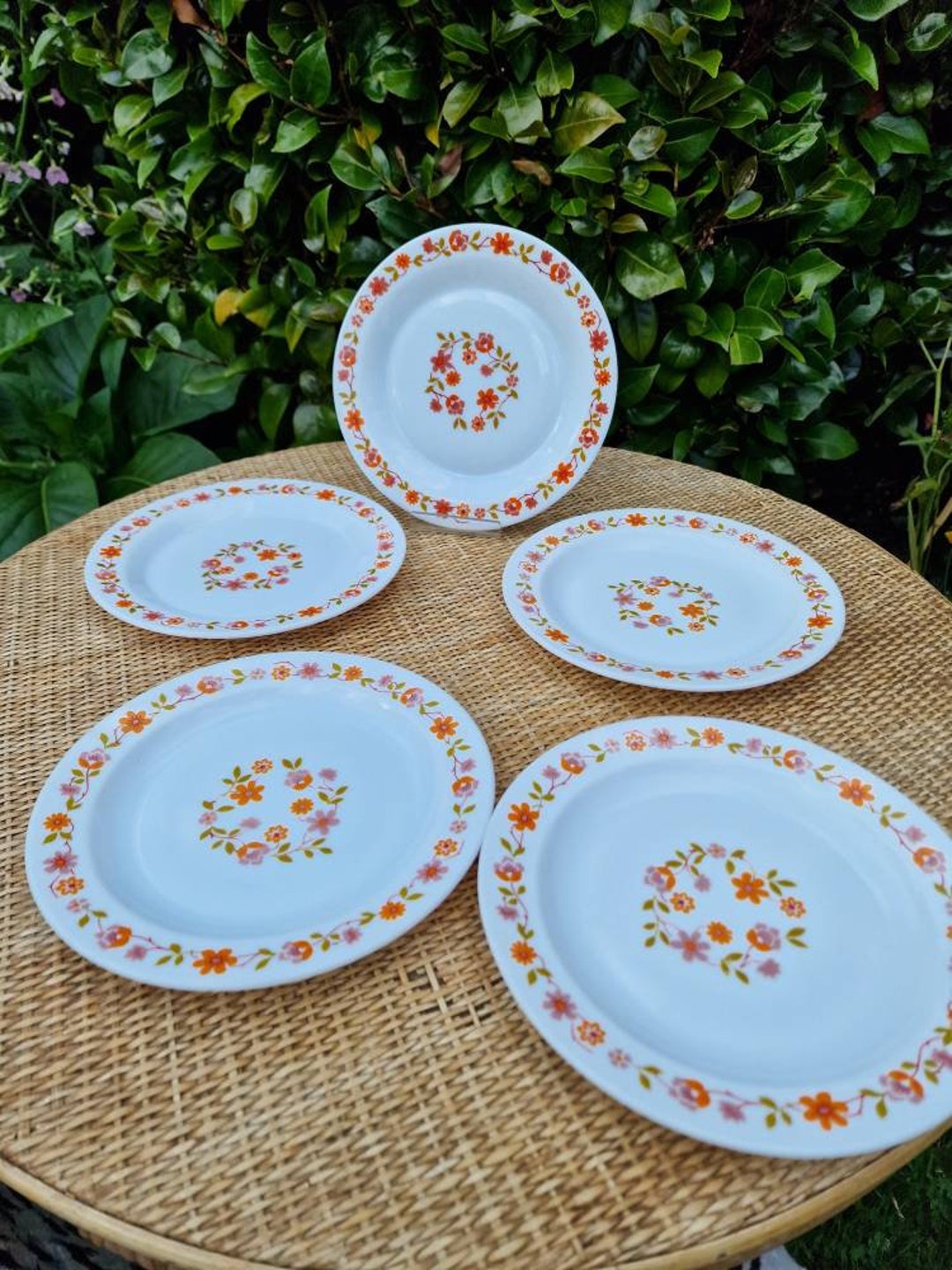 One Vintage Arcopal Scania Side Plates, With Orange Flora Pattern. Made ...