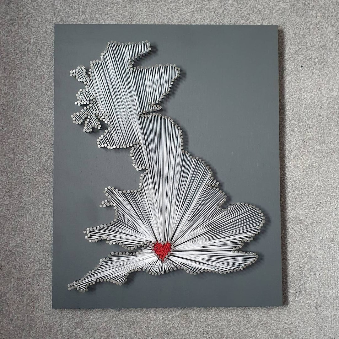 Personalised UK String Art, Handmade, Custom Made String Art, Map of ...