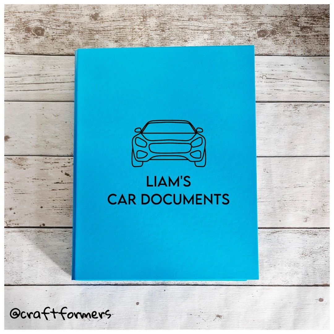 Personalised Car Document Folder File, A4 Ring Binder, Organise ...
