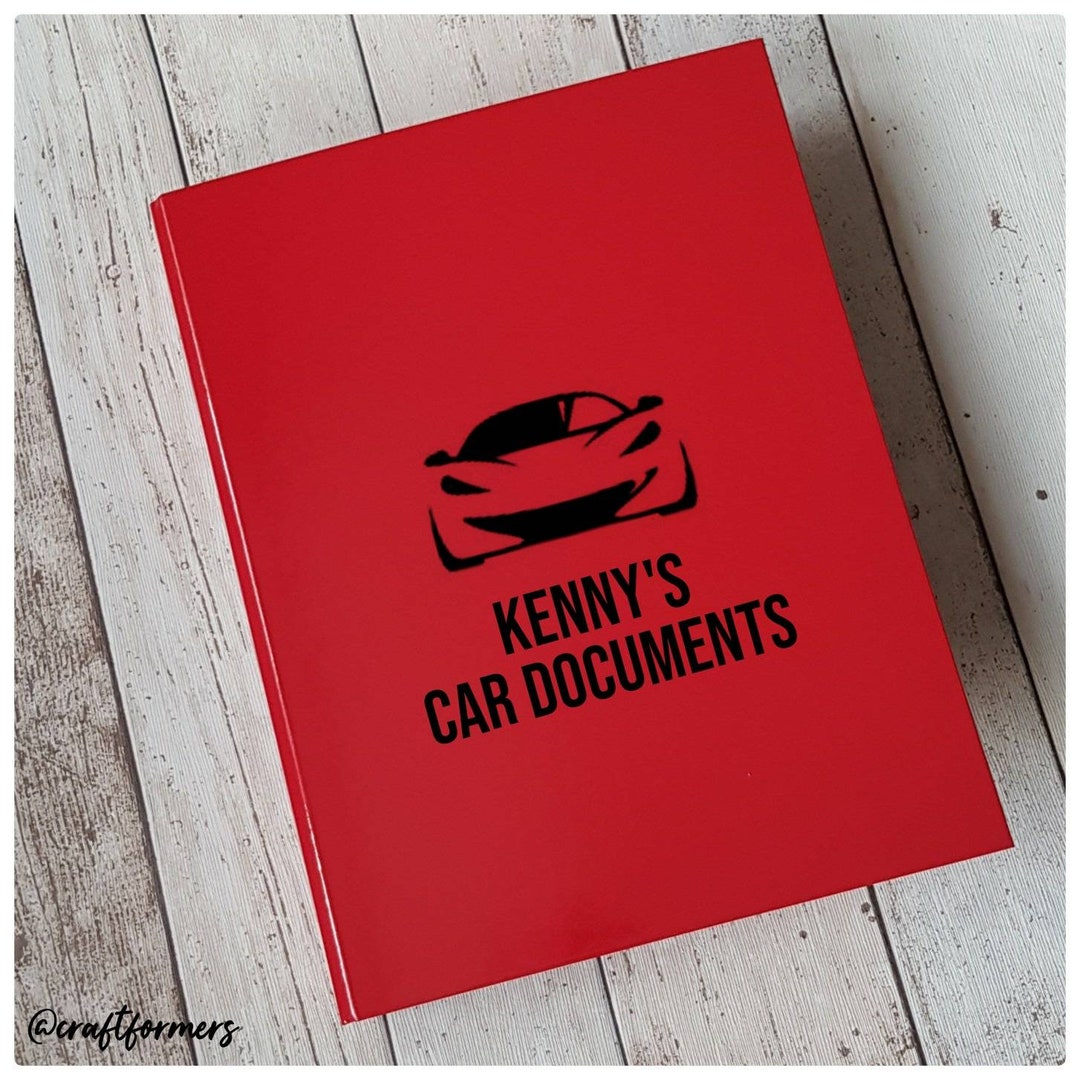 A4 Ring Binder Folder, Personalised Car Document Folder, Stationery ...