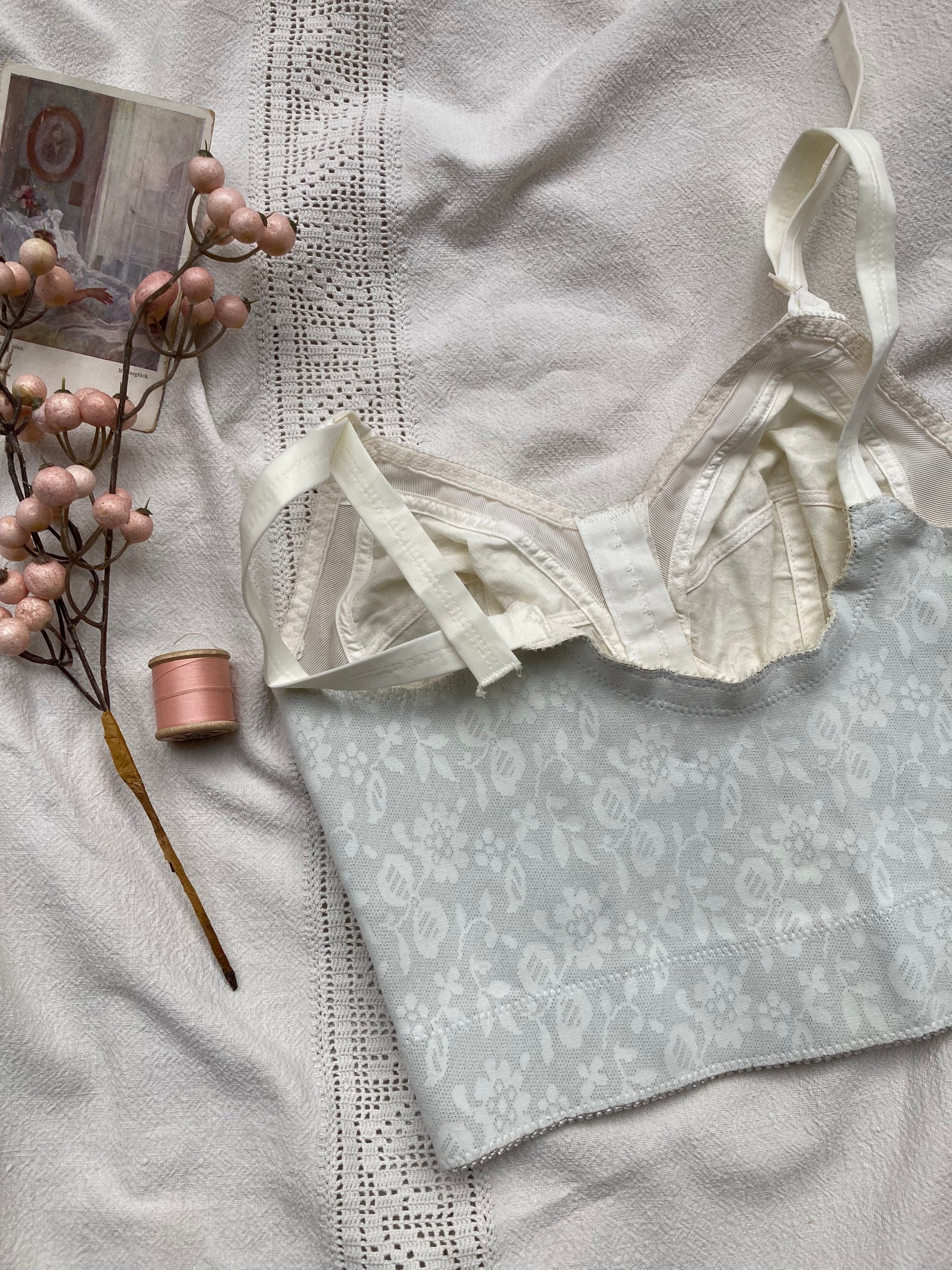 Vintage White Lace Bullet Longline Bra Corset Bustier 36B | Etsy