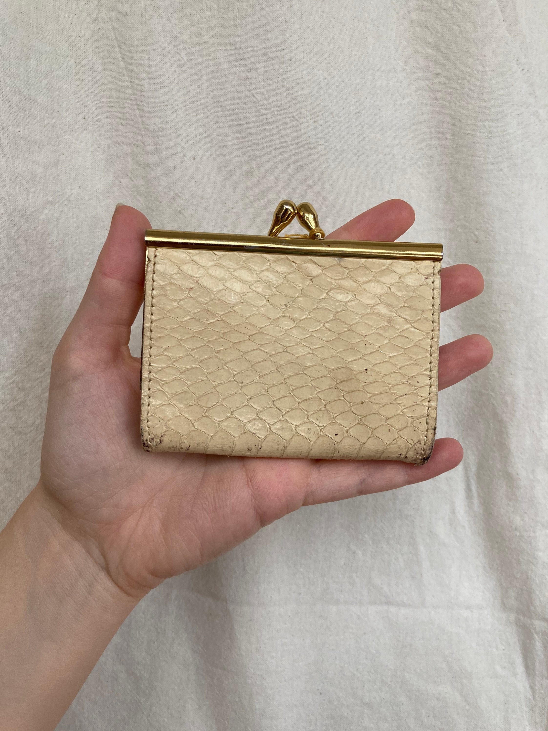 Vintage Cream Ivory Real Snake Skin Coin Purse Wallet Bag - Etsy